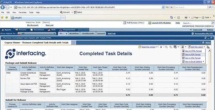 Interfacing's EPC Web Portal